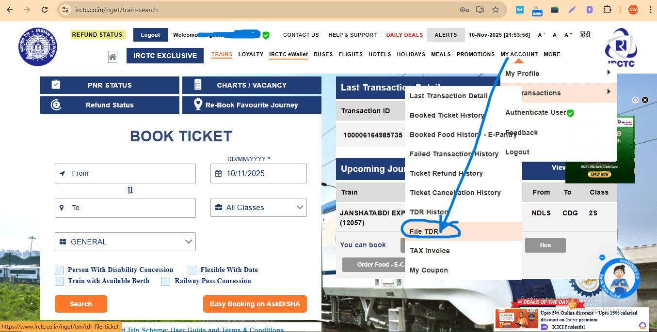 Step-by-Step Guide to File a TDR in IRCTC – Rules, Time Limits & Refunds